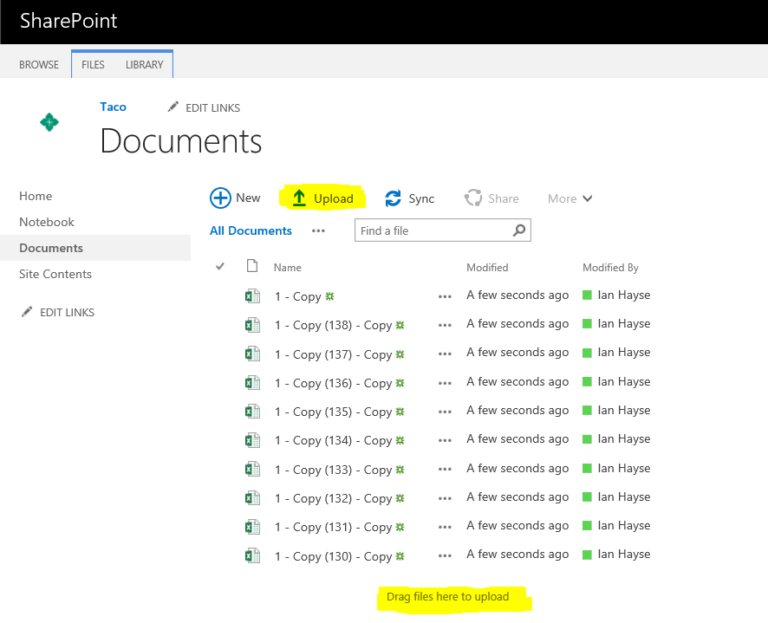 Remove Upload Button and Drag files here to upload text | SharePointed
